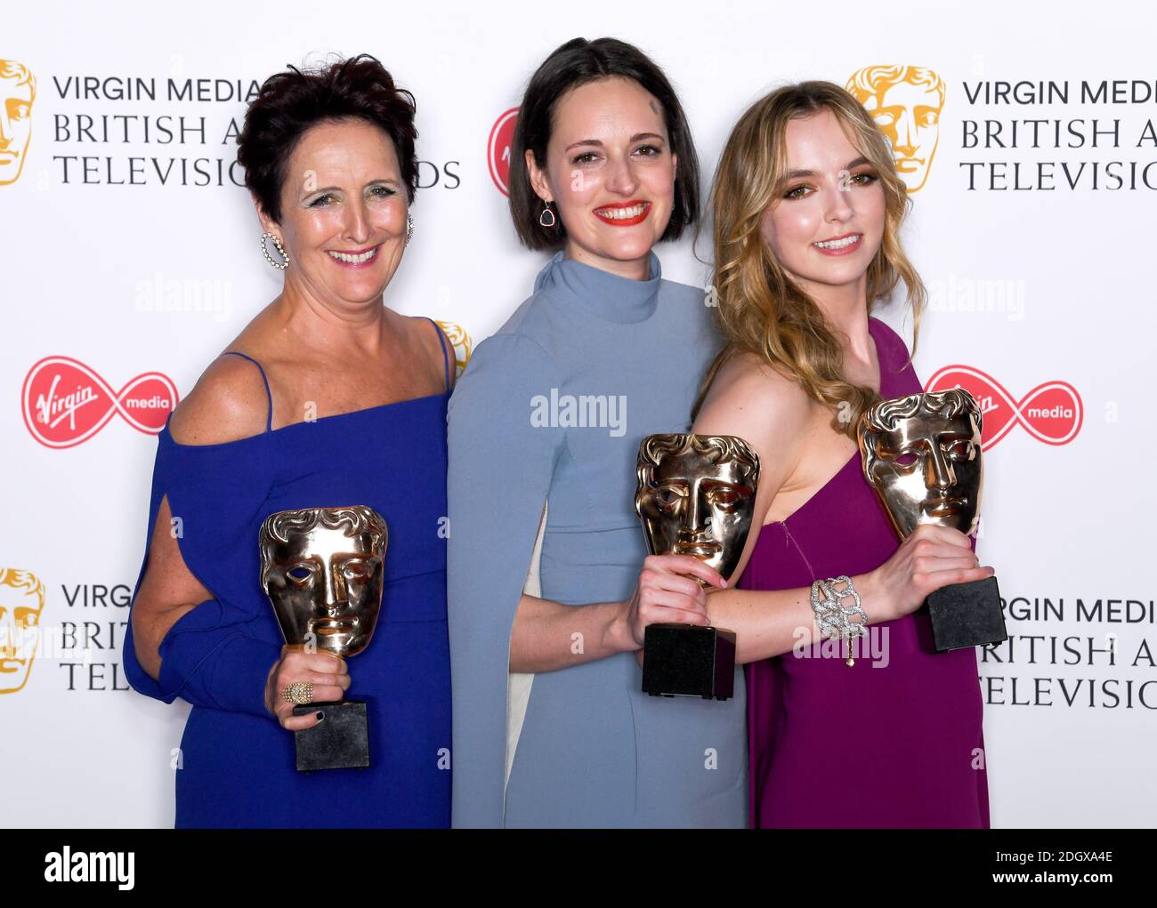 Fiona Shaw, Phoebe Waller-Bridge and Jodie Comer in the press room ...