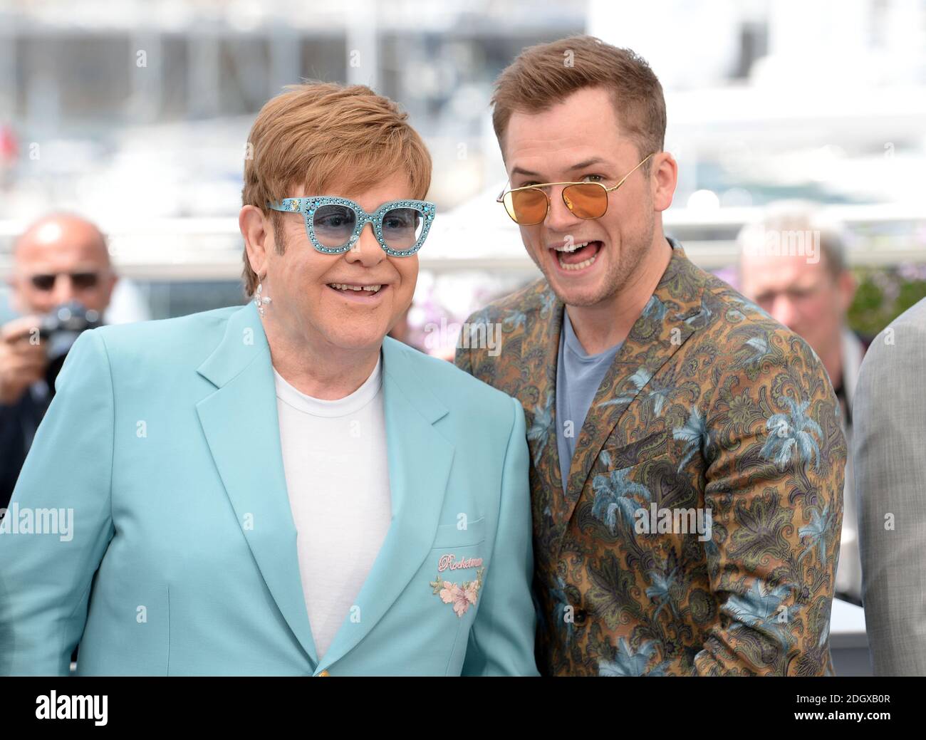 Elton John (left) and Taron Egerton at the Rocketman photocall, the ...