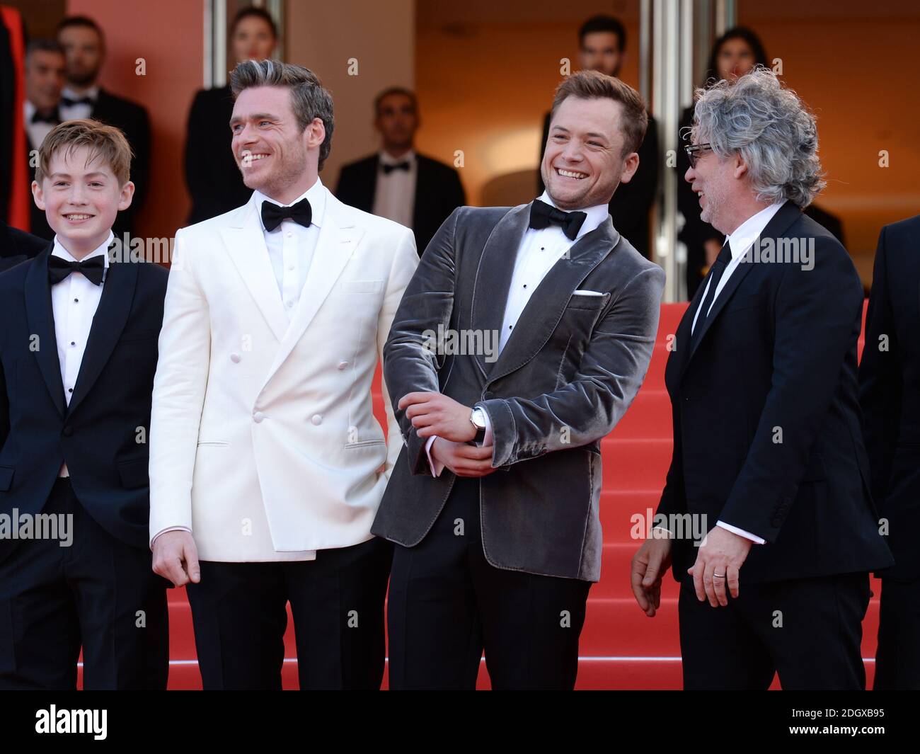 Kit Connor, Richard Madden, Taron Egerton and Dexter Fletcher attending the Rocketman premiere ...