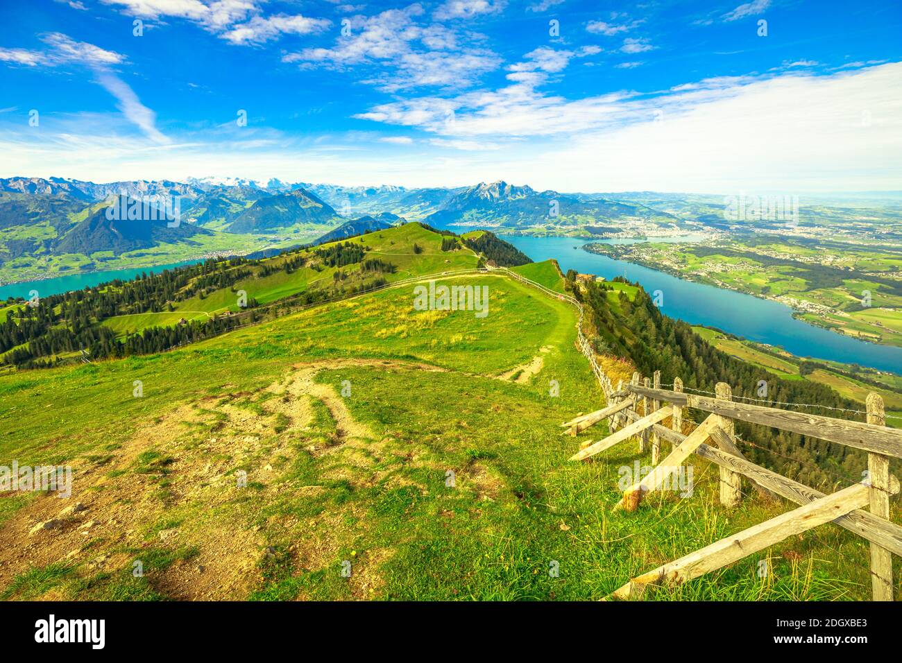 Panoramic views along hiking trail around Rigi-Kulm from Rigi-First the ...