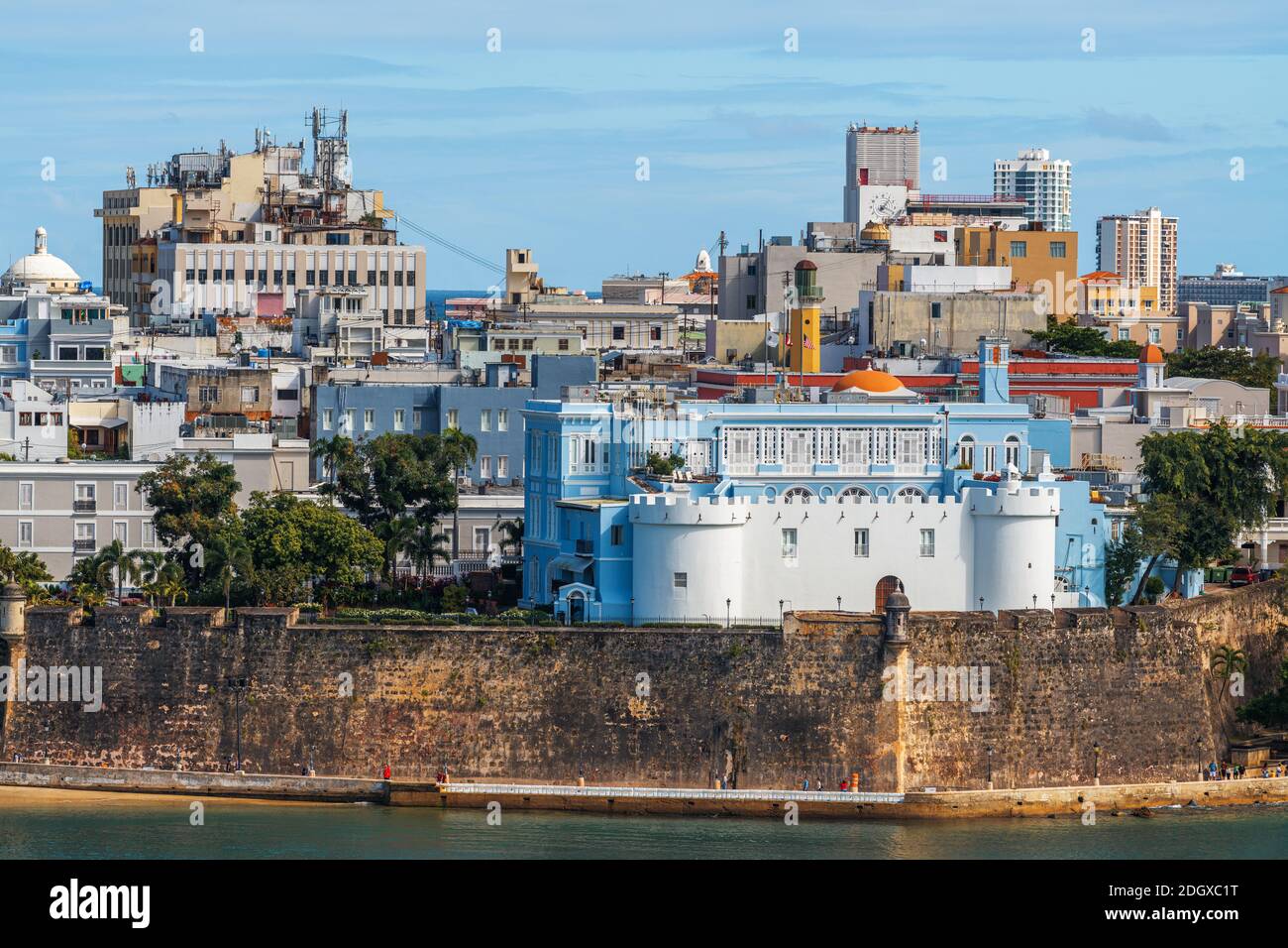 Old San Juan, Puerto Rico cityscape on the water in the Caribbean Stock ...