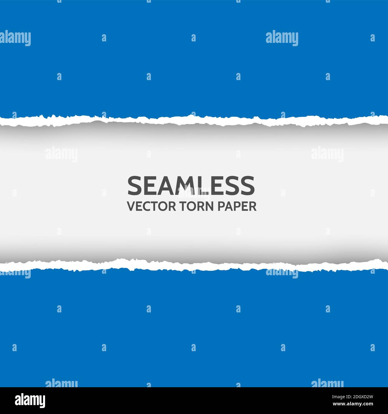 Vector seamless torn paper on white background. Isolated ripped blue ...