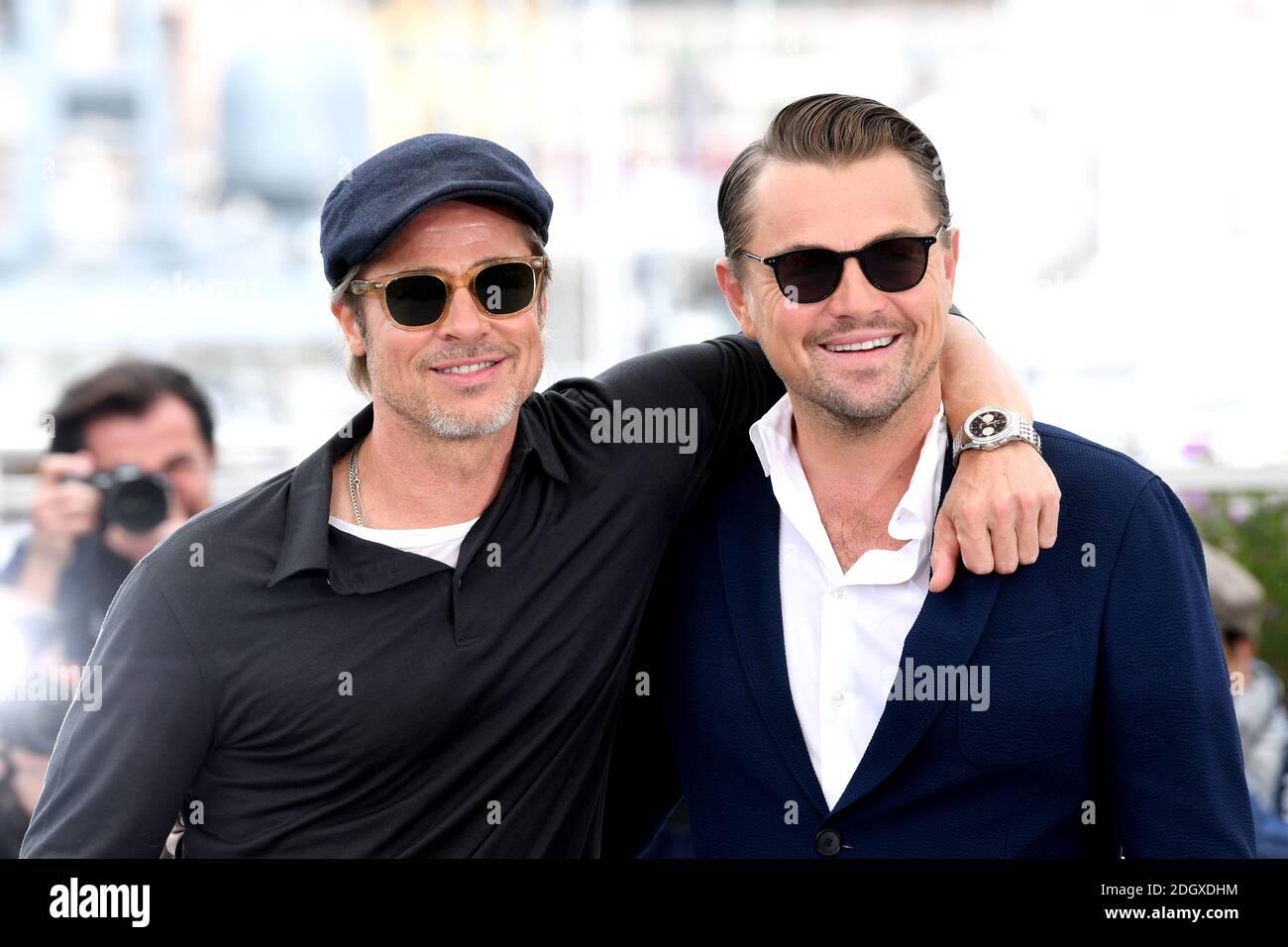 Brad Pitt (left) and Leonardo DiCaprio attending the Once Upon a Time in Hollywood Photocall ...