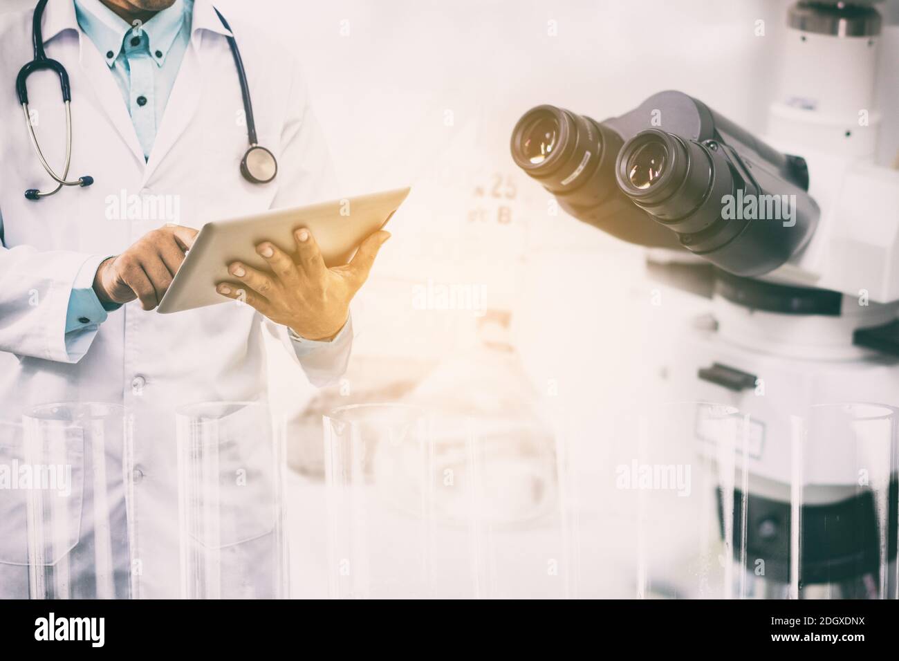 Medical science research and development concept - Doctor holding ...