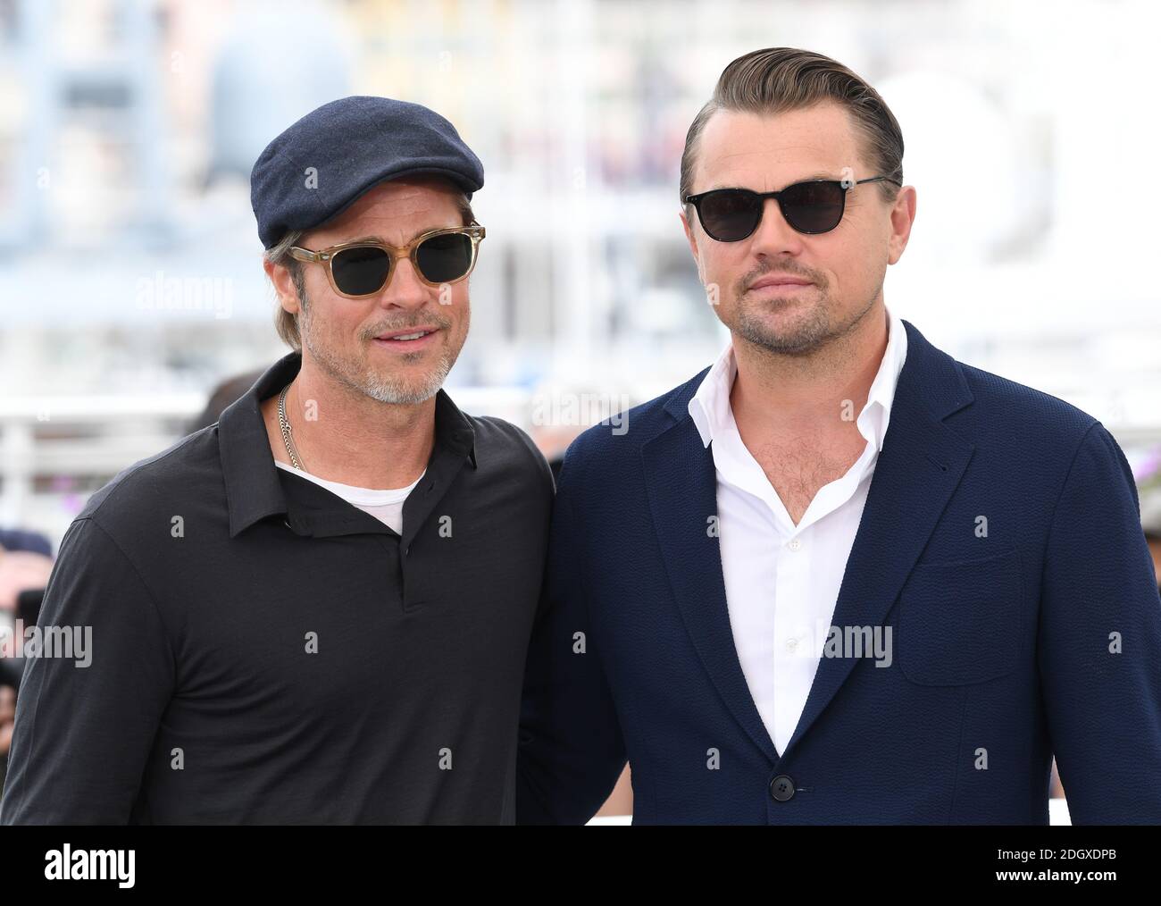 Brad Pitt and Leonardo DiCaprio attending the Once Upon a Time in Hollywood Photocall, during ...