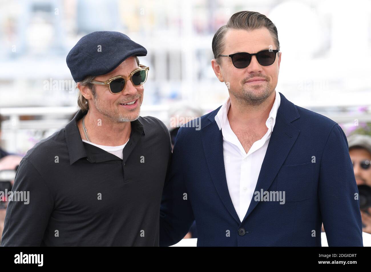 Brad Pitt and Leonardo DiCaprio attending the Once Upon a Time in Hollywood Photocall, during ...