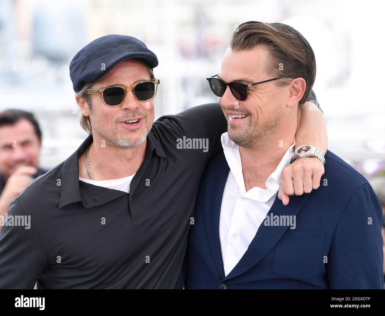 Brad Pitt and Leonardo DiCaprio attending the Once Upon a Time in Hollywood Photocall, during ...