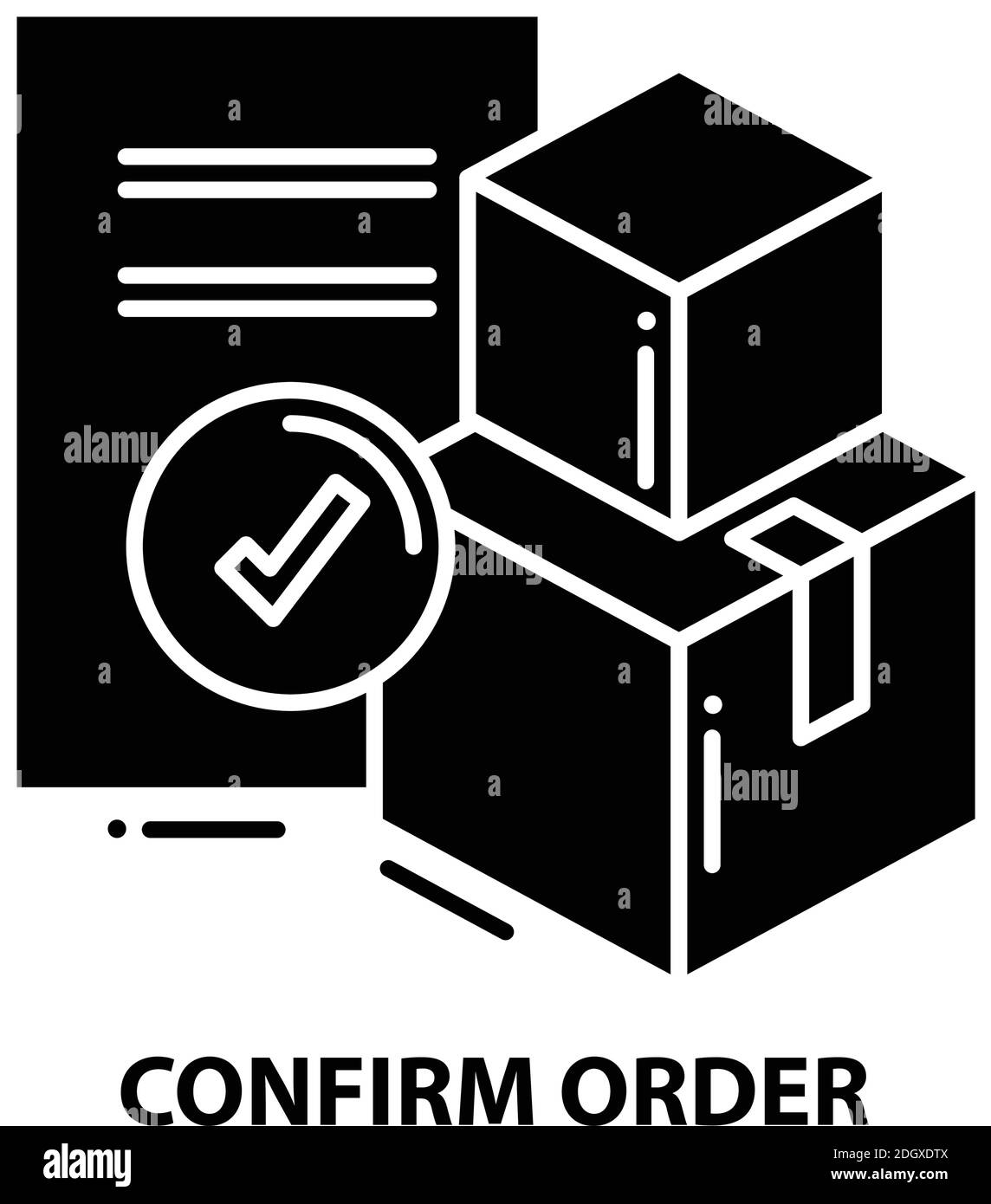 confirm order icon, black vector sign with editable strokes, concept ...