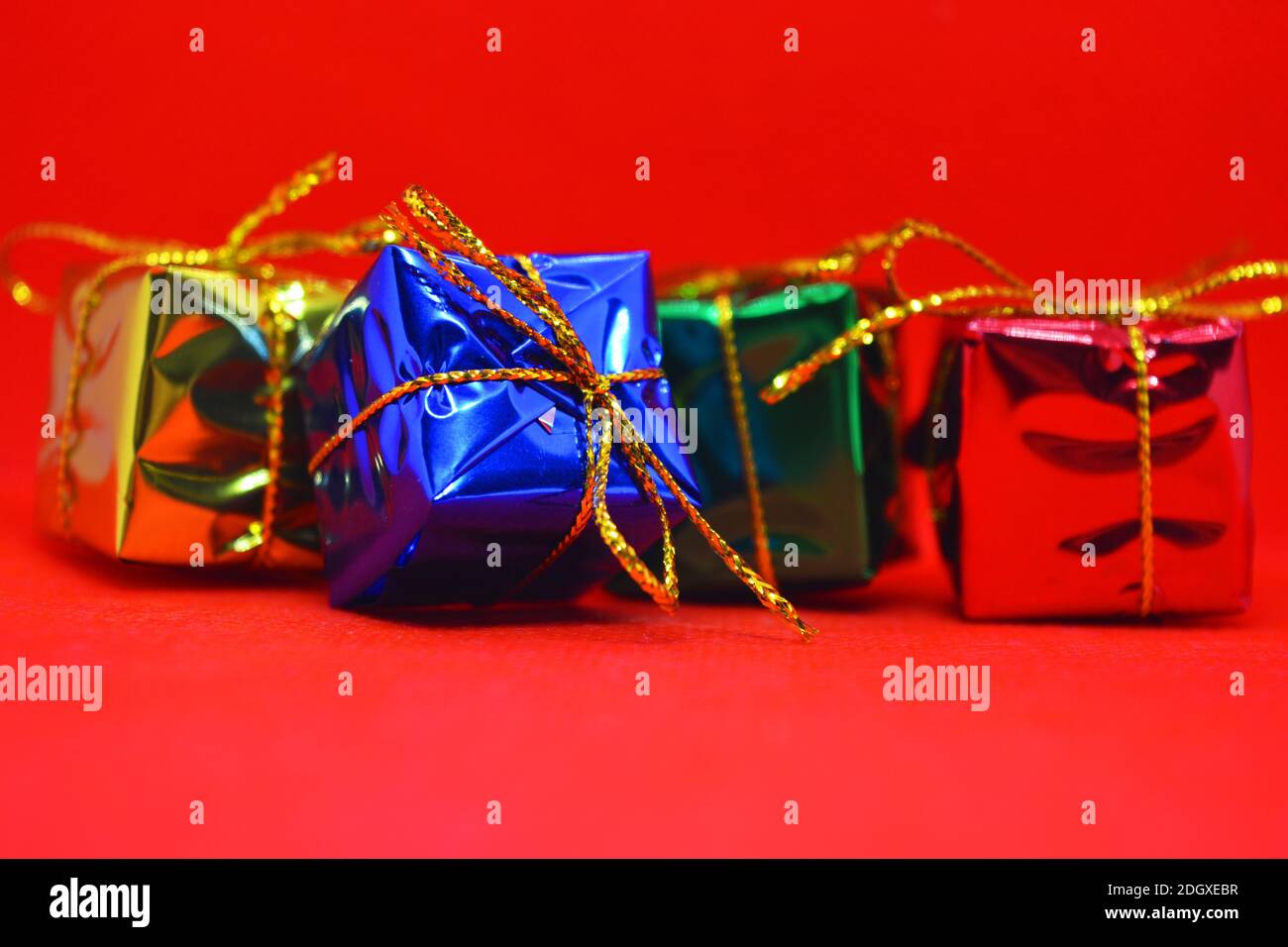 Bright, colorful, shiny packaging, boxes with festive and New Year's ...