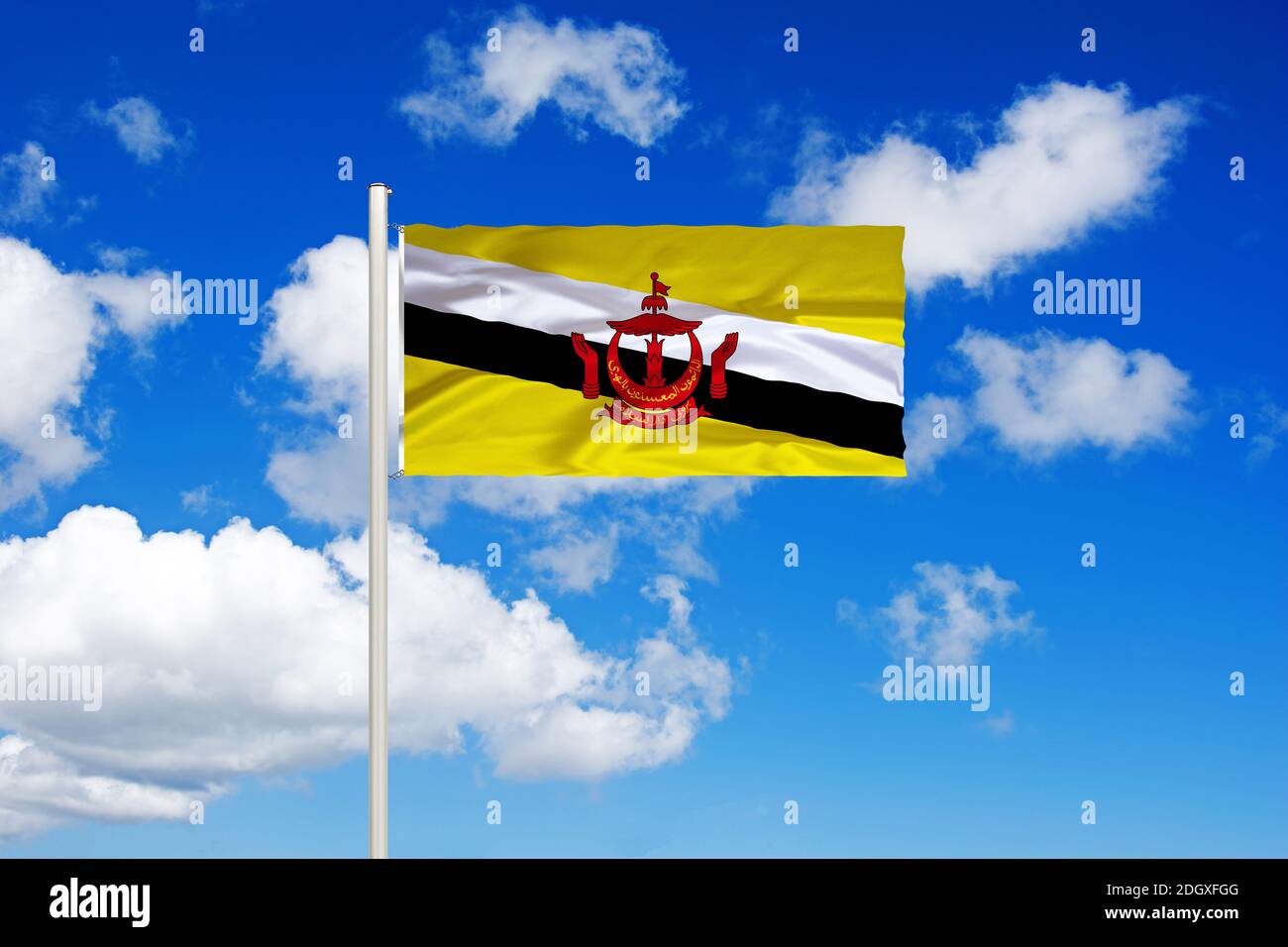 Brunei, Kleinstaat, Insel Borneo, Nationalfahne, Nationalflagge, Fahne ...