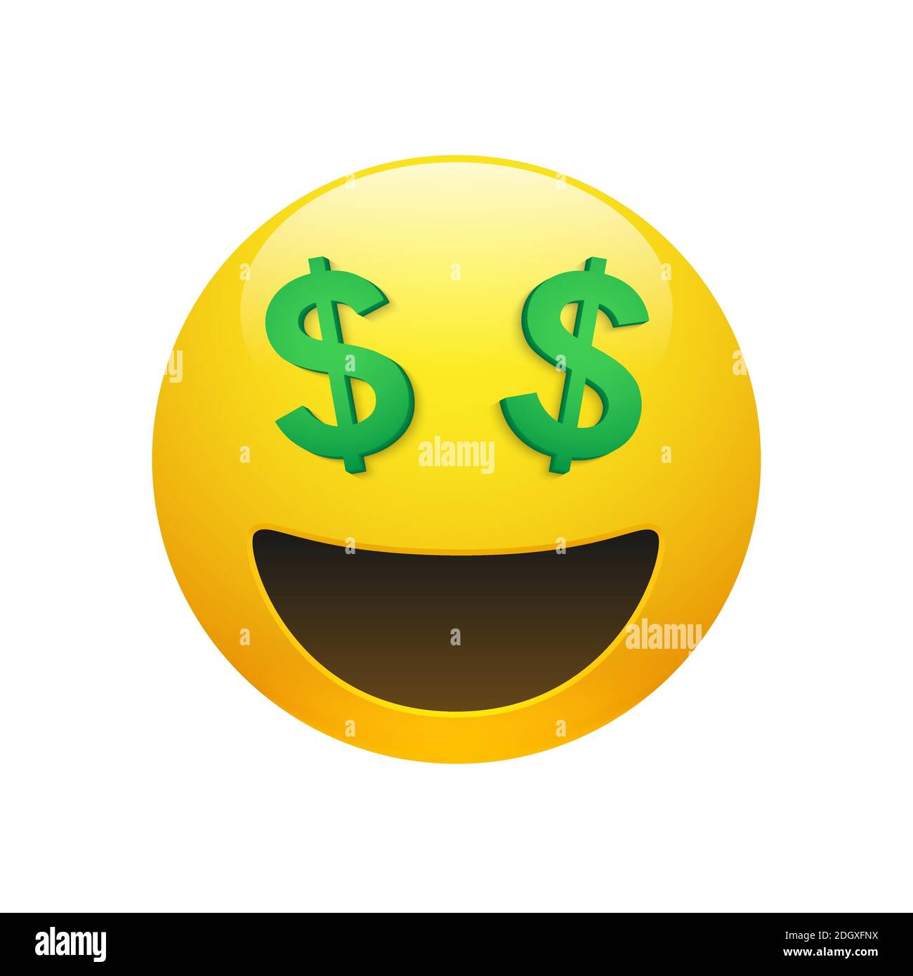 Vector Emoji yellow smiley face with dollar symbol eyes and mouth on ...