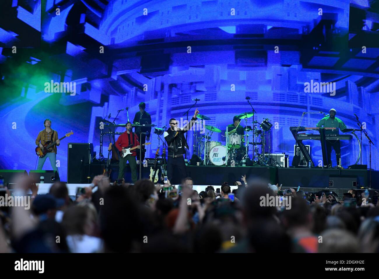 Maroon 5 on stage during Capital's Summertime Ball. The world's biggest ...