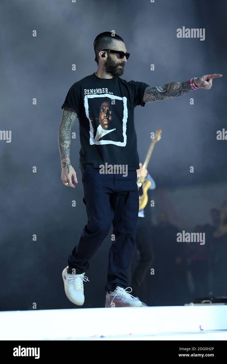 Maroon 5 on stage during Capital's Summertime Ball. The world's biggest ...