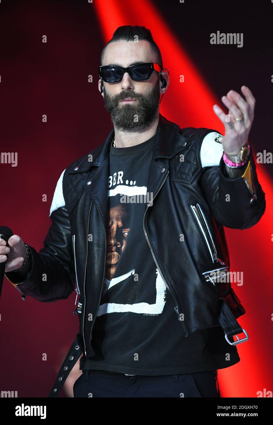 Adam Levine of Maroon 5 on stage during Capital's Summertime Ball. The ...
