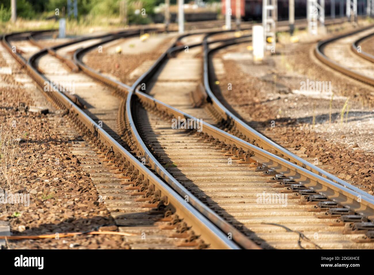 Rails in a railway station Stock Photo - Alamy