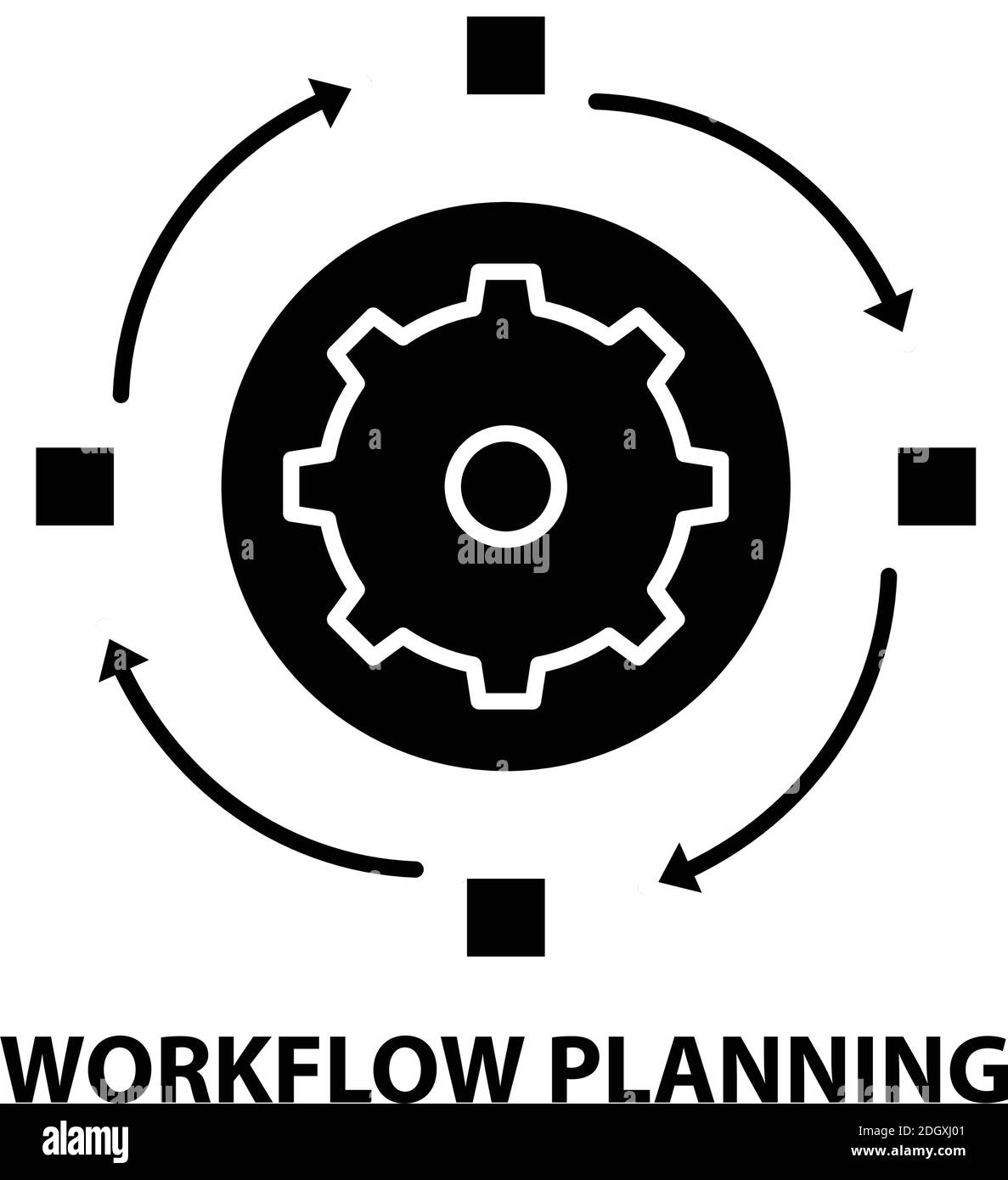 workflow planning icon, black vector sign with editable strokes, concept illustration Stock ...