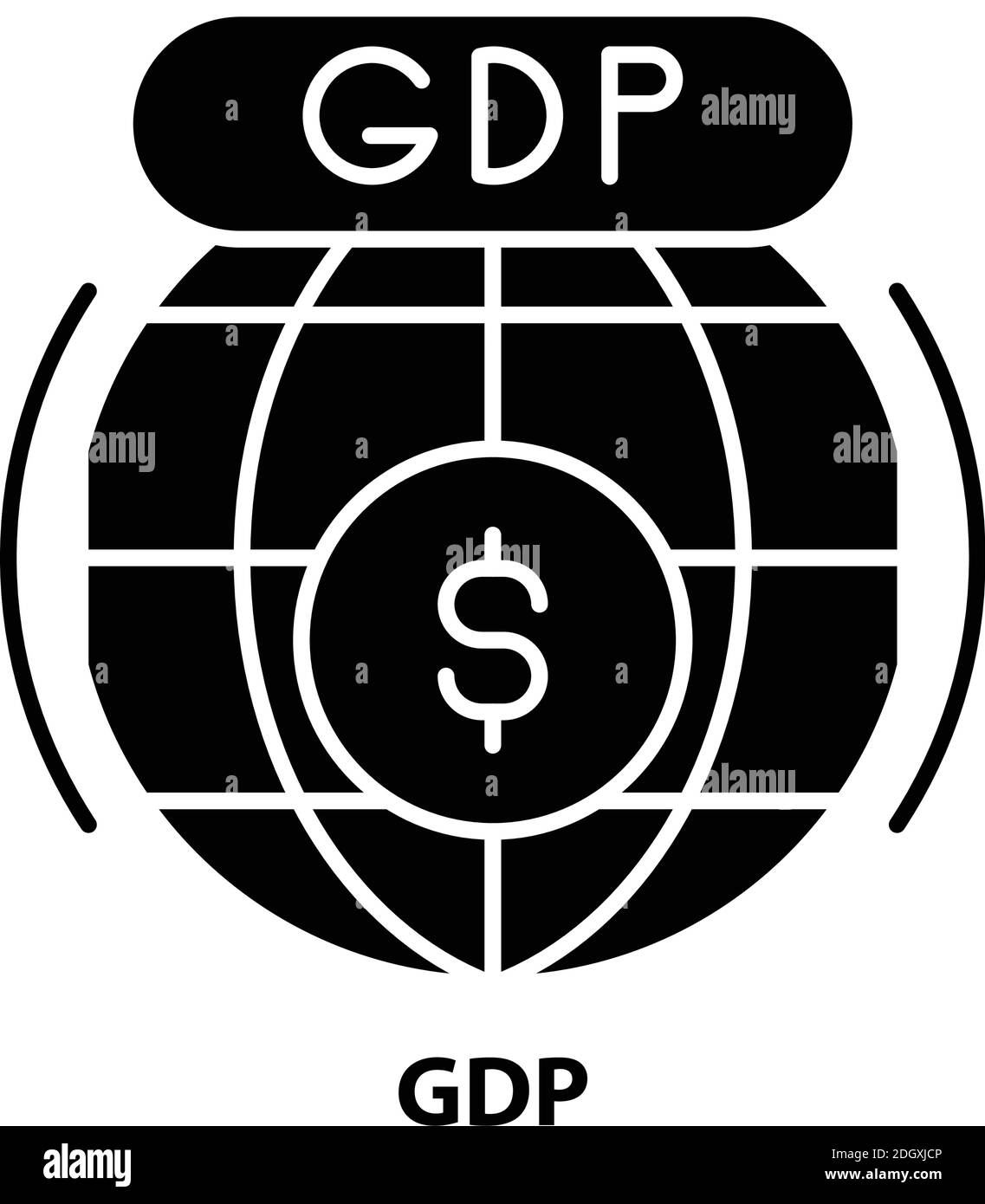 gdp icon, black vector sign with editable strokes, concept illustration ...