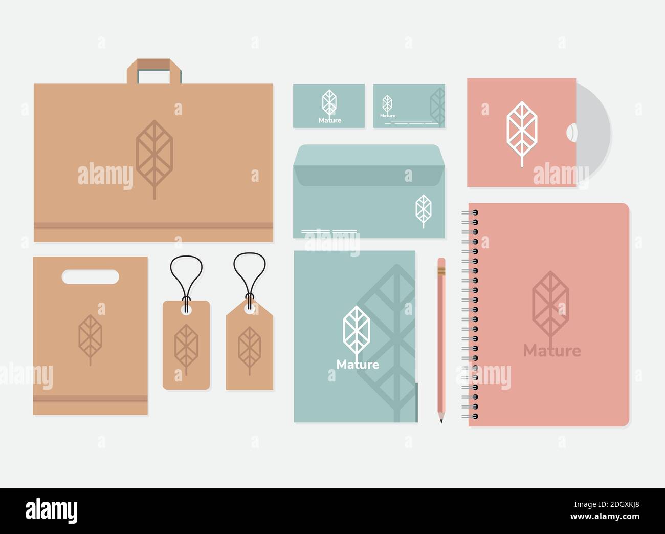notebook and bundle of mockup set elements in white background vector ...