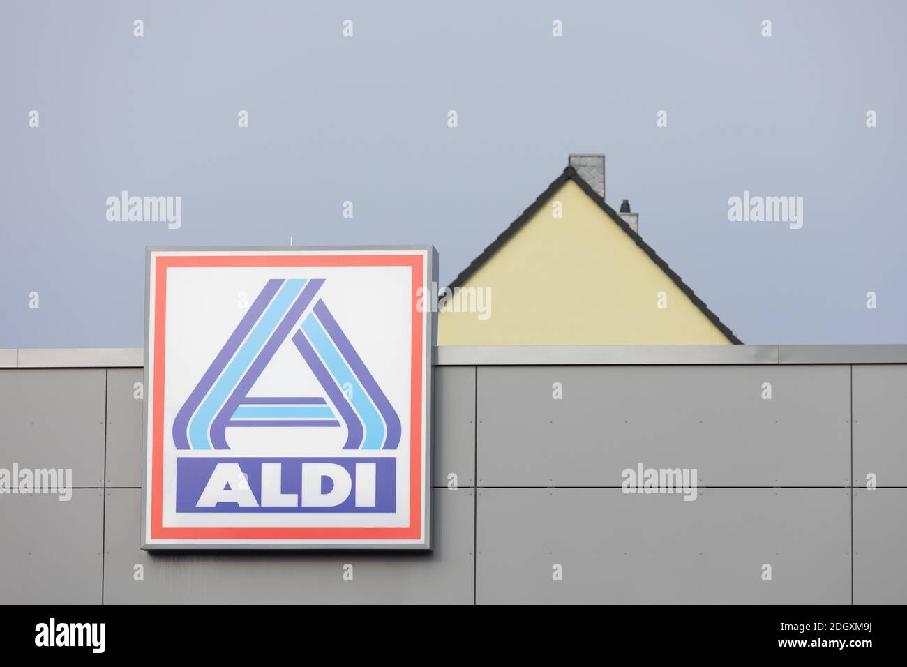 09 December 2020, North Rhine-Westphalia, Essen: View of a company logo ...