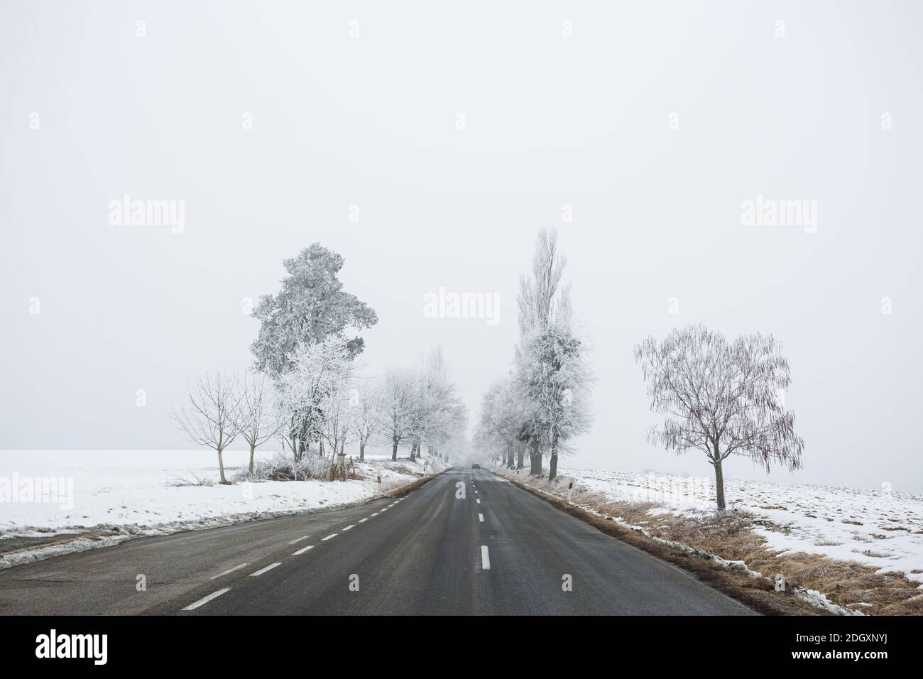 winter road with snowy landscape Stock Photo - Alamy