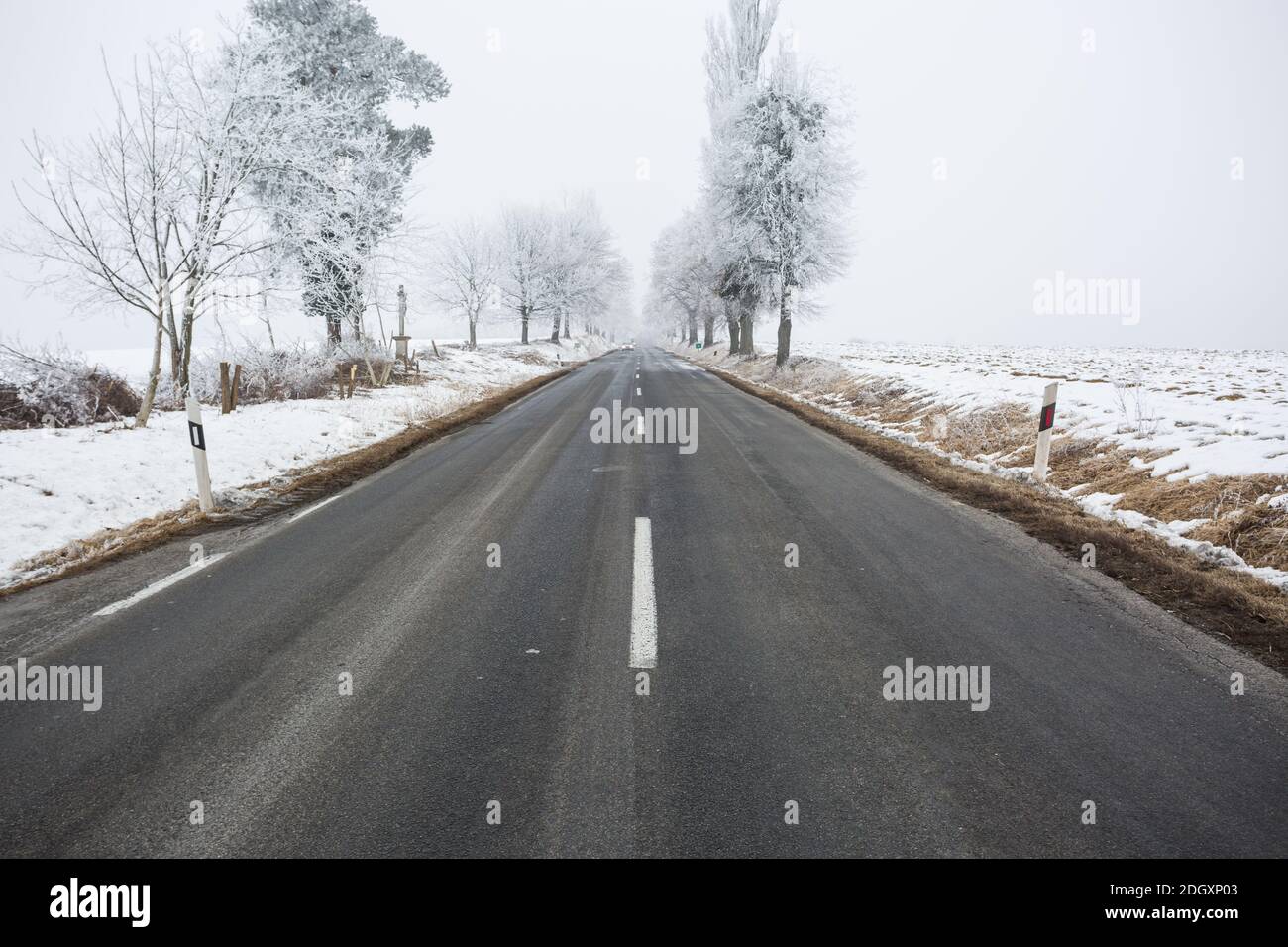 winter road with snowy landscape Stock Photo - Alamy