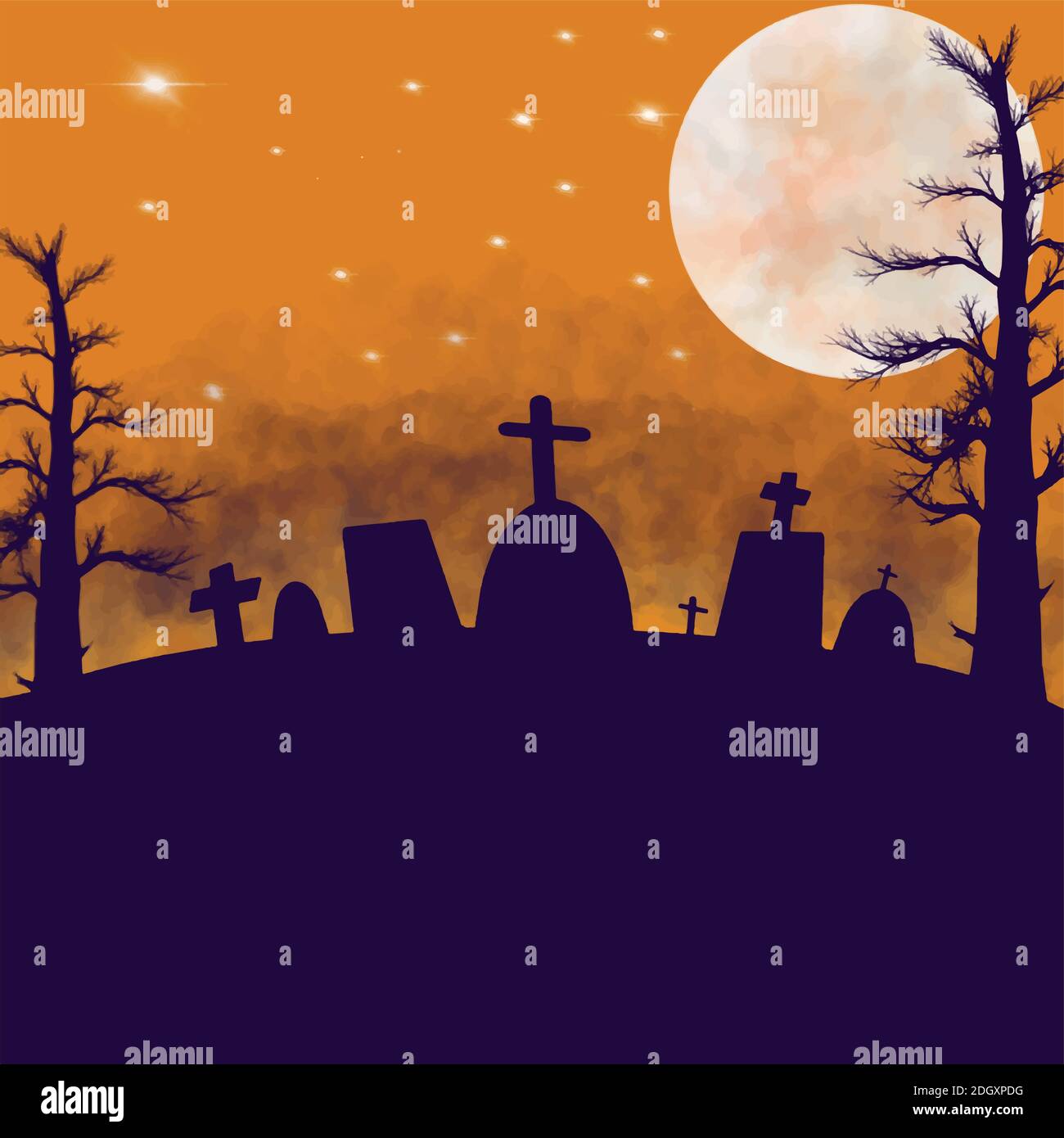 Night Halloween with cross Logo Design Template Stock Vector Image ...