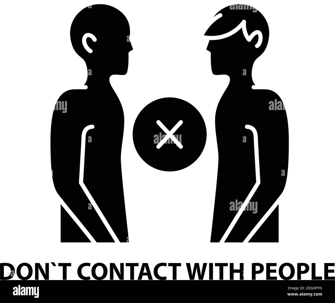 don`t contact with people icon, black vector sign with editable strokes ...