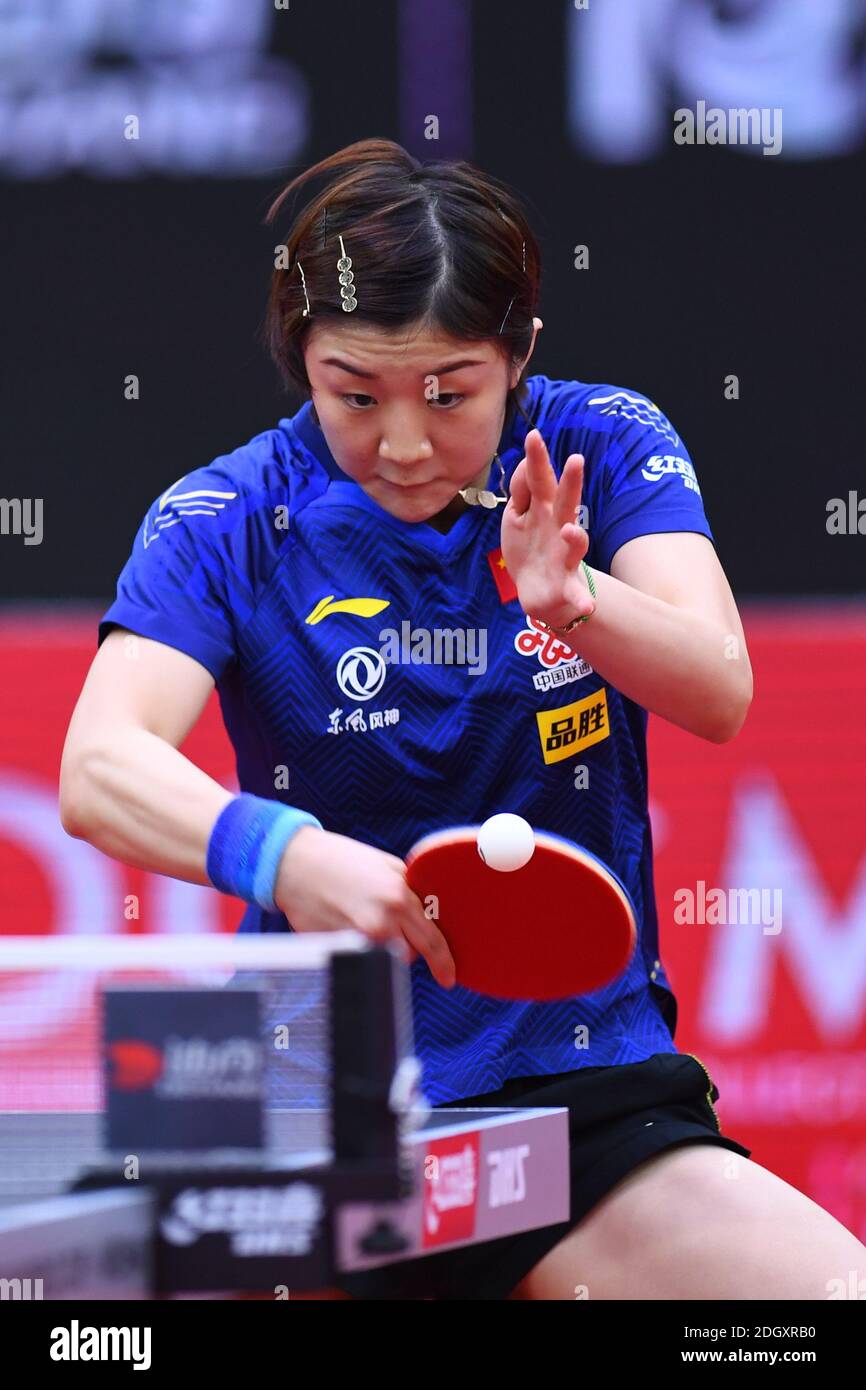 Chinese table tennis player Chen Meng plays against Romanian table ...