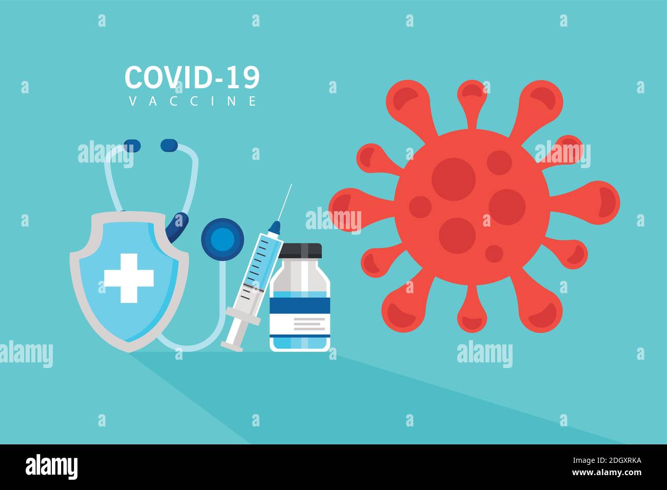 covid19 vaccine hope poster with syringe and stethoscope vector ...