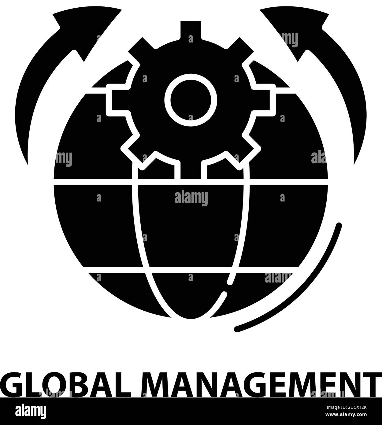 global management symbol icon, black vector sign with editable strokes ...