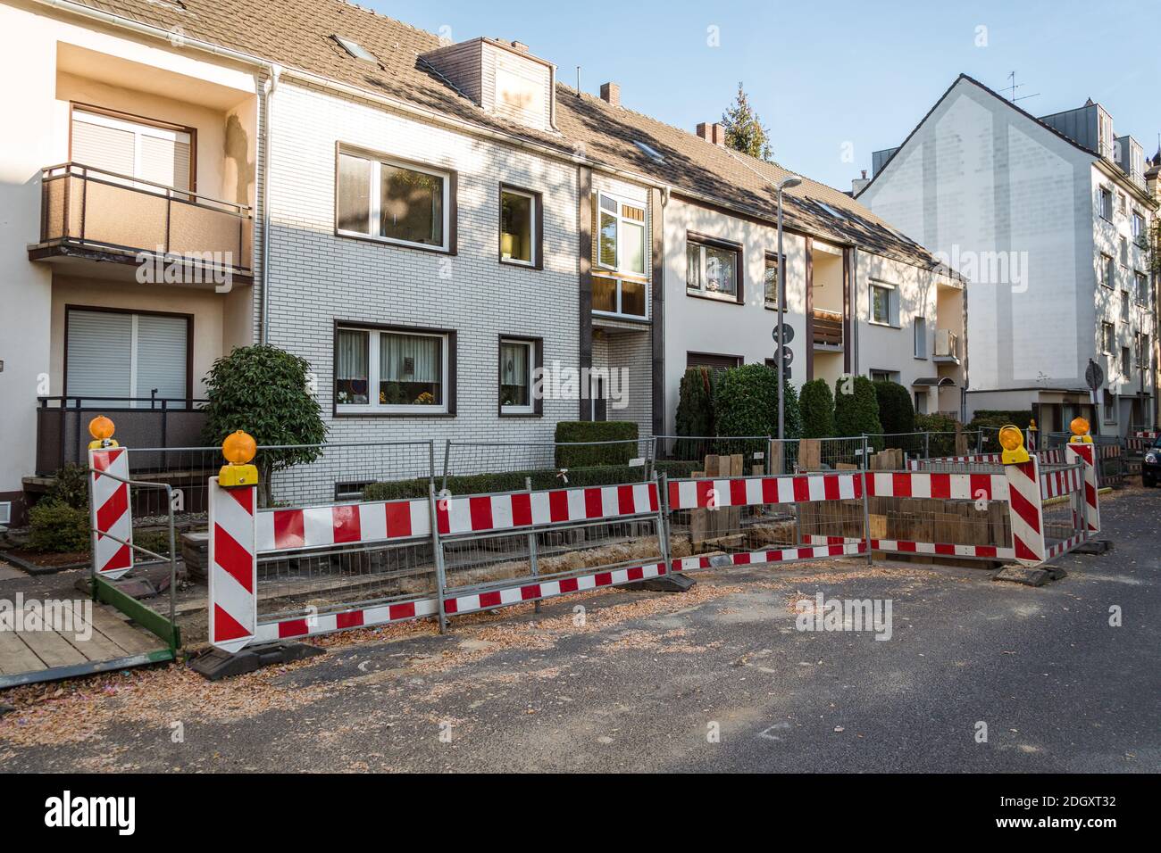 Repairing pipeline at the city street. Construction site on a damaged ...