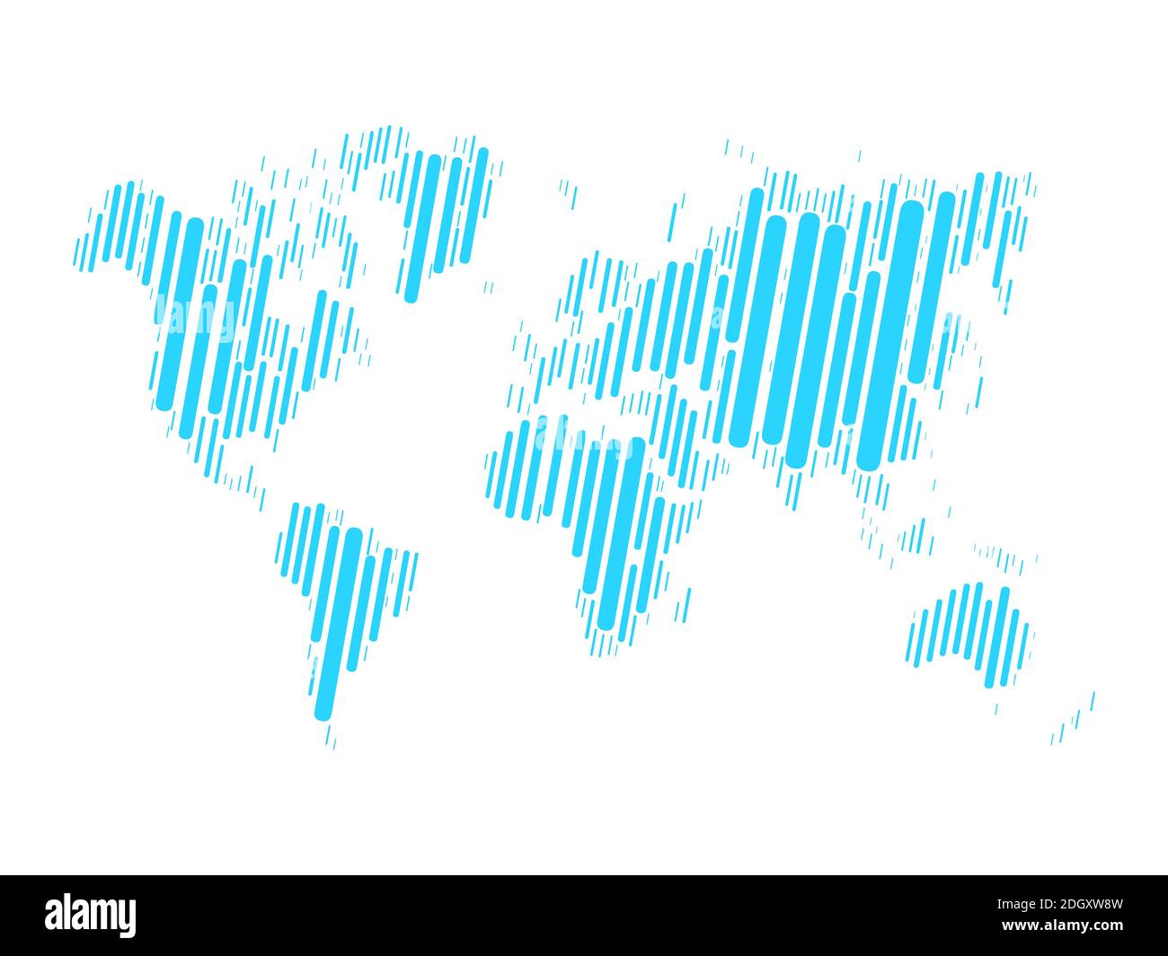 World map mosaic of blue blocks with rounded corners on white ...