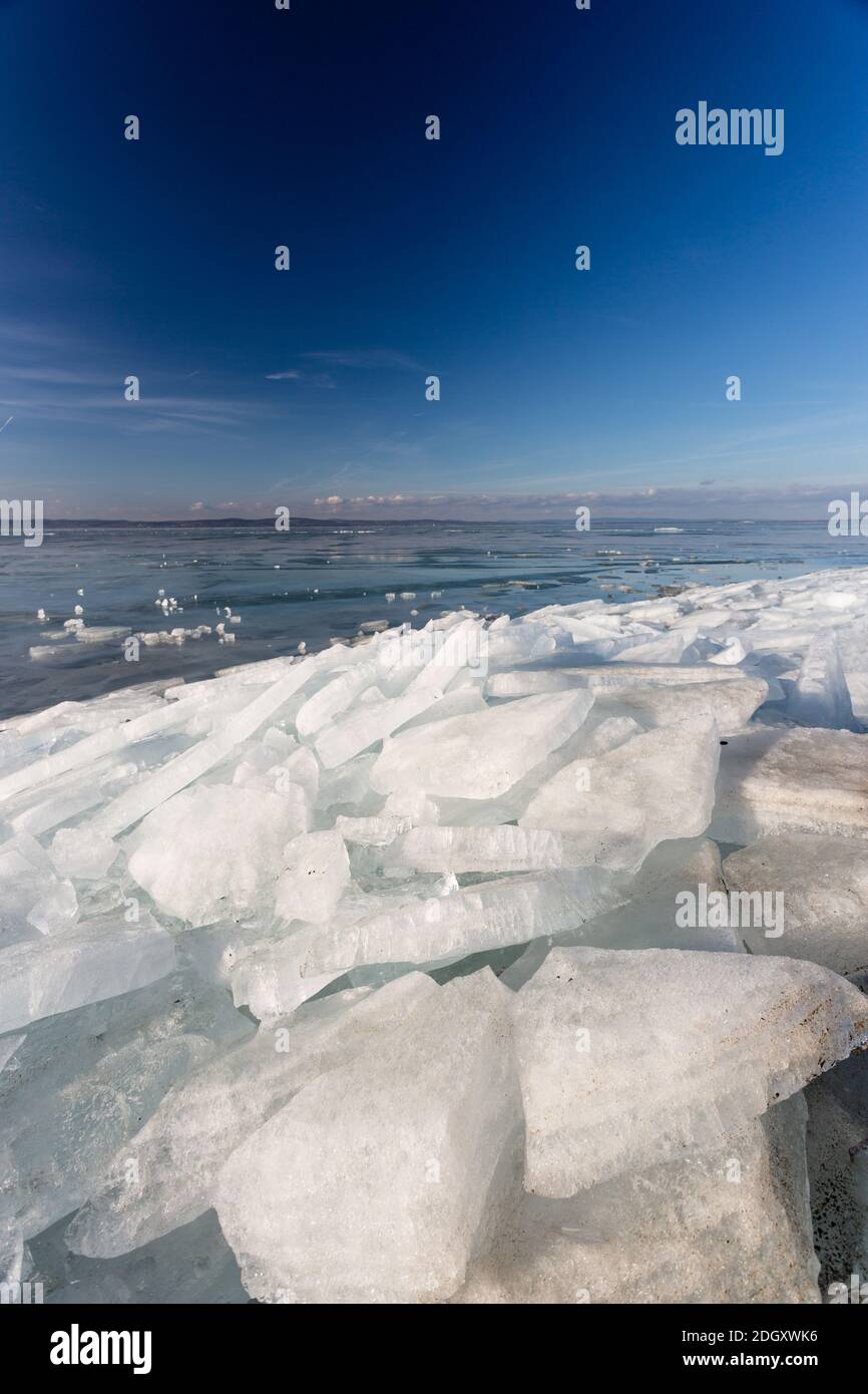 frozen lake Balaton with beautiful sky Stock Photo - Alamy