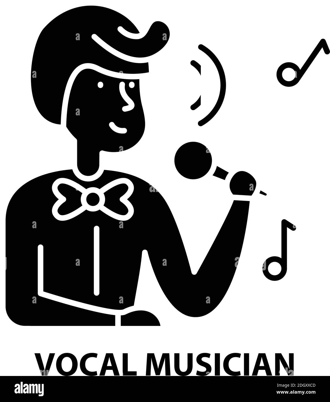 vocal musician icon, black vector sign with editable strokes, concept ...