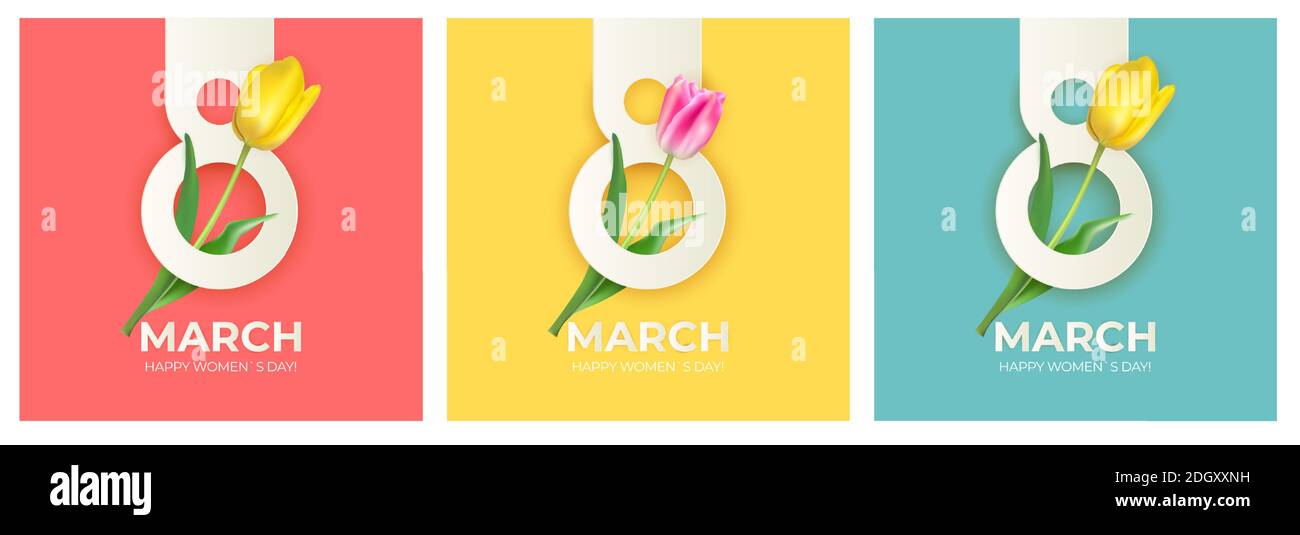 8 March set banner Background Design. Template for advertising, web ...