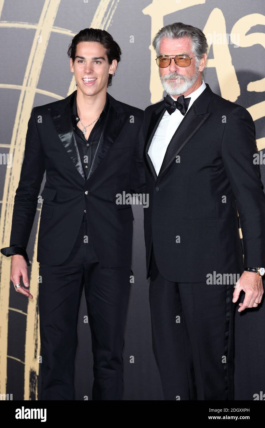 Paris Brosnan and Pierce Brosnan arriving on the red carpet for Naomi ...