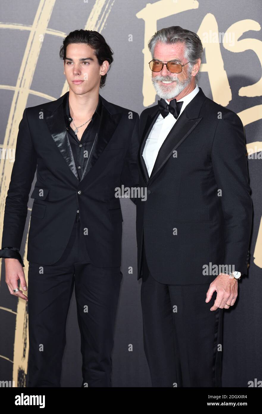 Paris Brosnan and Pierce Brosnan arriving on the red carpet for Naomi ...