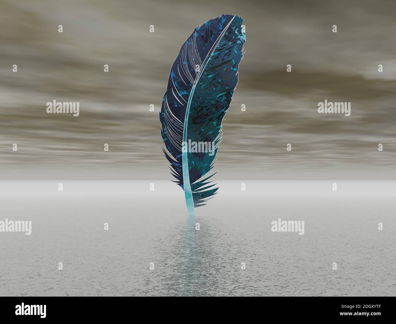 Very beautiful feather above the ocean - 3d rendering Stock Photo - Alamy