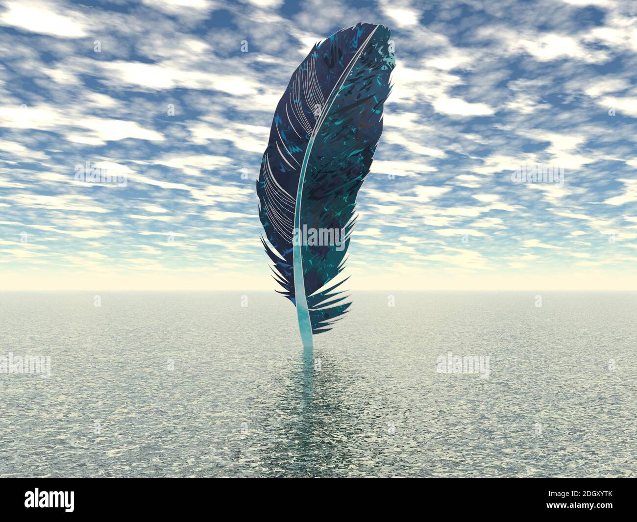 Very beautiful feather above the ocean - 3d rendering Stock Photo - Alamy