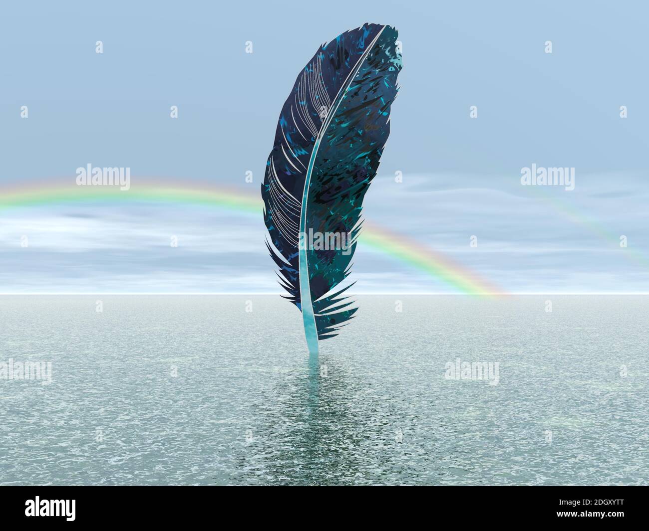 Very beautiful feather above the ocean - 3d rendering Stock Photo - Alamy