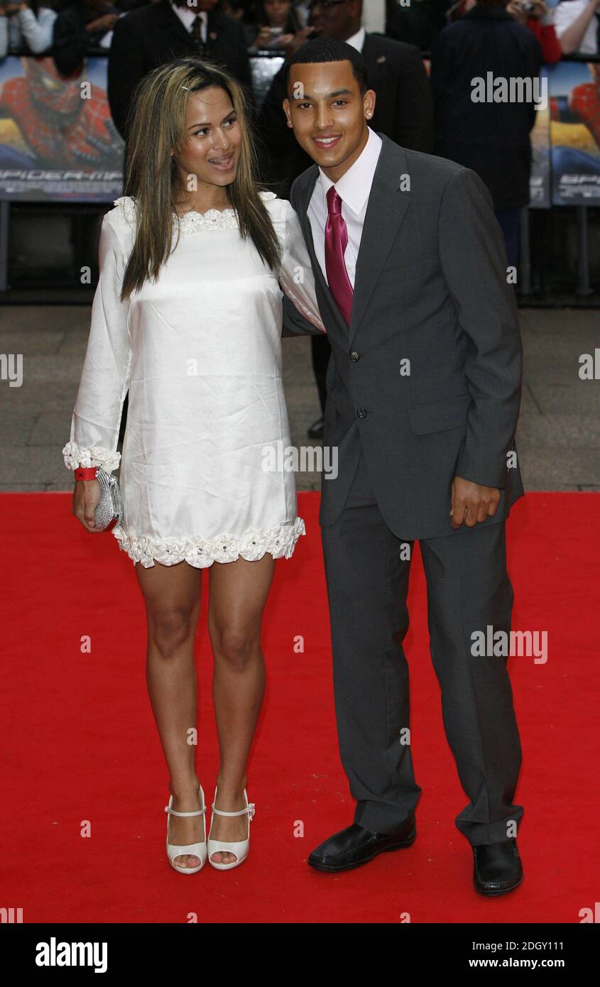 Theo Wallcott and sister attending the film premiere of Spiderman 3 at ...