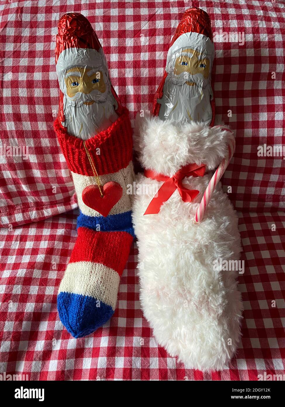 Two Filled St. Nicholas Stockings, St. Nicholas Day, December 6th Stock ...