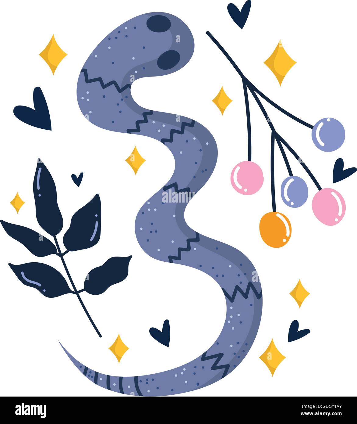 magic spell snake mystery spooky leaves cartoon vector illustration ...