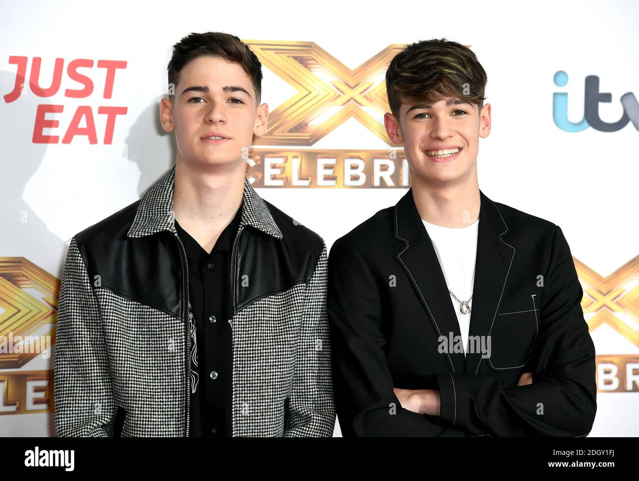 Max and Harvey during the X Factor Celebrity Photocall at the Mayfair ...
