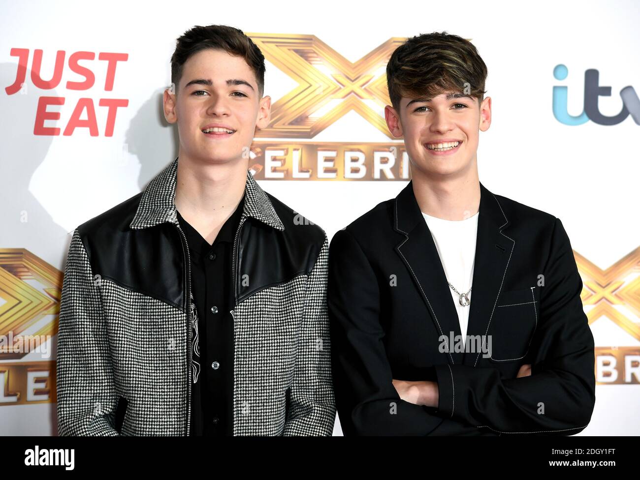 Max and Harvey during the X Factor Celebrity Photocall at the Mayfair ...