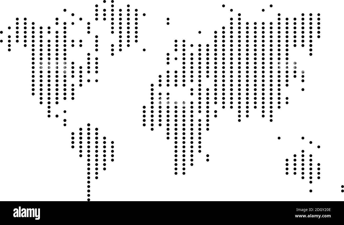 Dotted map of World. Halftone design. Simple flat vector illustration ...