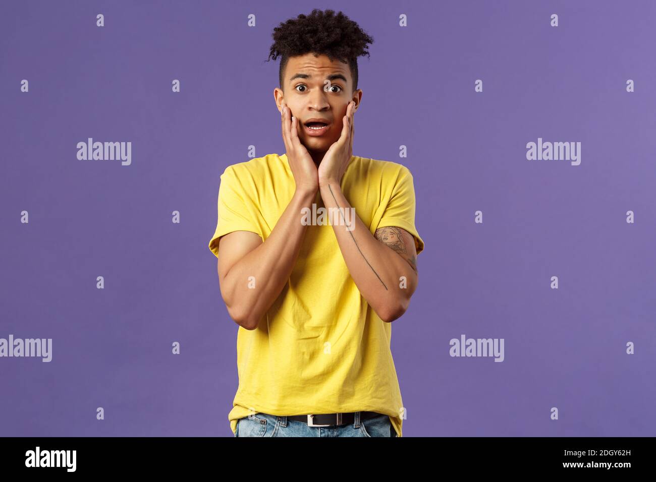 Oh no what do. Portrait of worried, anxious panicking young man feel ...