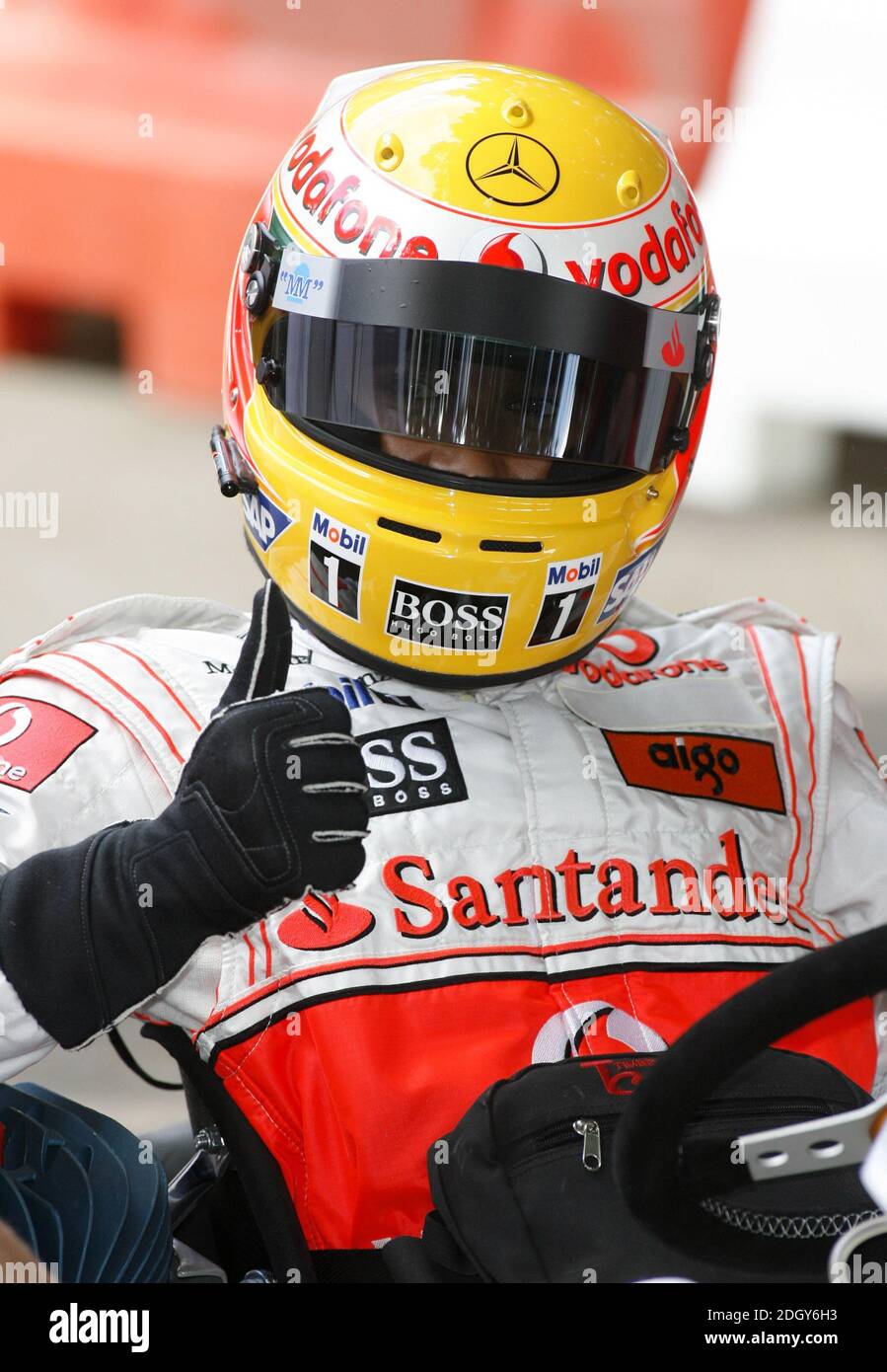 Lewis Hamilton attending the auction for his Vodafone McLaren Mercedes ...