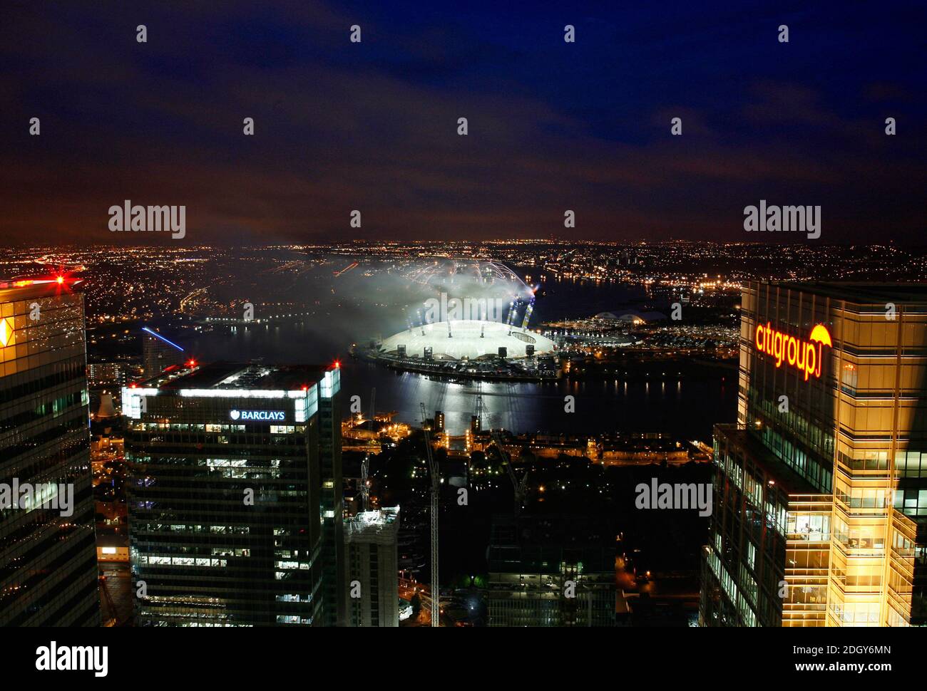 Fireworks in the London sky above the O2 Arena to help launch it's ...