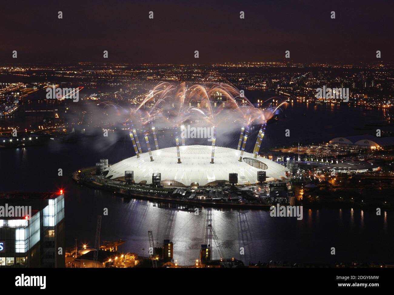 Fireworks in the London sky above the O2 Arena to help launch it's ...